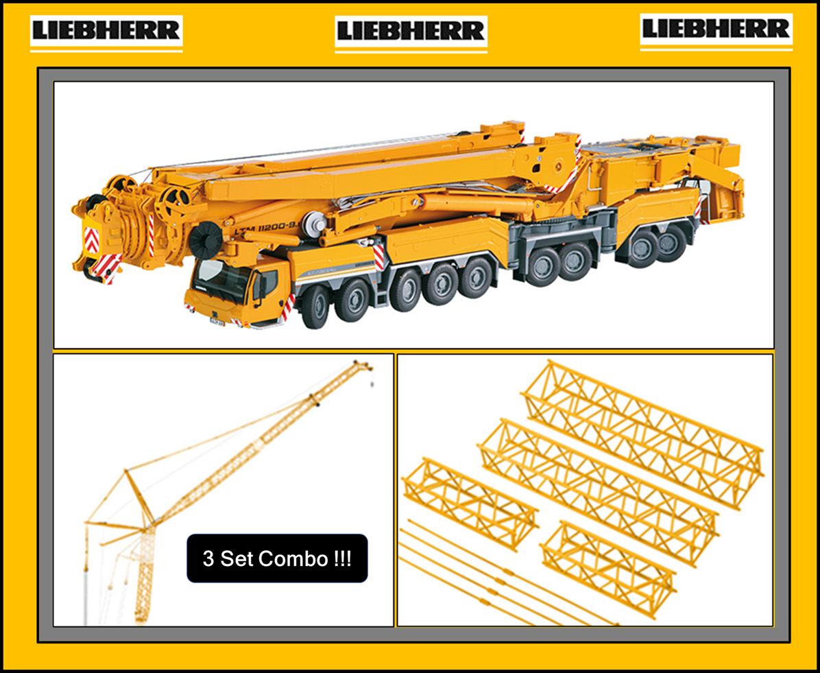 1/50 Liebherr LTM 11200 3 KIT COMBO (LTM 112000 Crane + 54m JIB + 39m ...